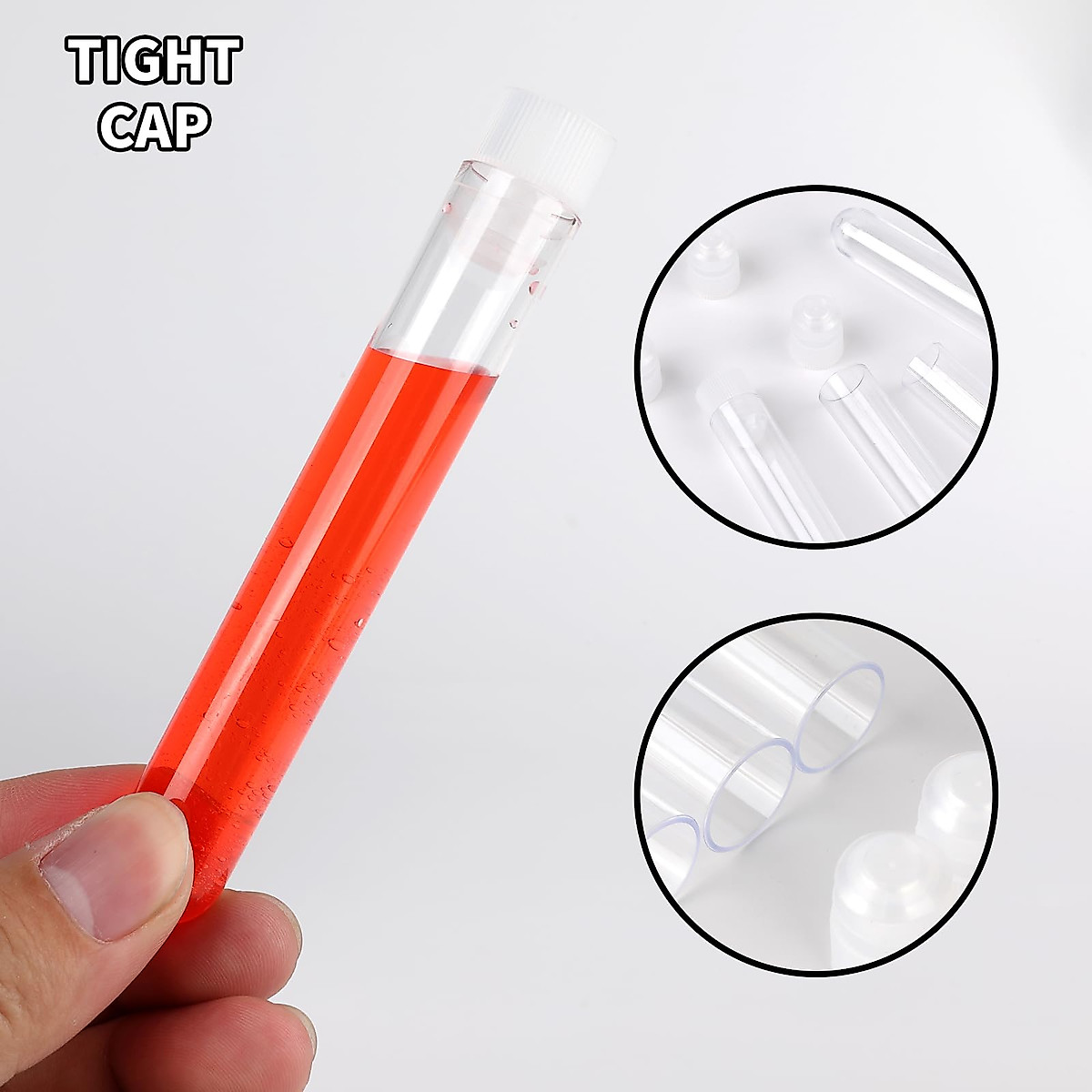 Encyclopediaconsumables 100 Transparent Test Tubes With Caps, Plastic Tubes, Plastic Bottles For Scientific Experiments, Party Supplies, Birthdays, Spices, Liquids