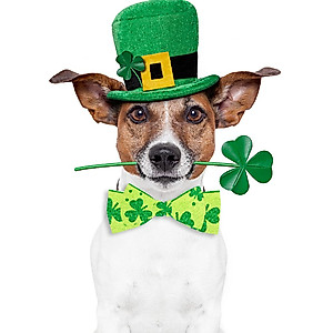 St Patrick's Day Ribbons 2.5" 10 Yards, Black White Plaid Wired Edge Burlap Ribbon Green Glitter Shamrock Wrapping Ribbon for St Patrick's Day Birthday Party Wrapping DIY Craft Decoration Wreaths Bow