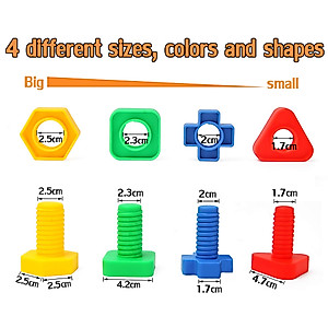 AIBELY Jumbo Nuts and Bolts Toys 52Psc for Toddlers Preschoolers Kids, STEM Educational Montessori Building Construction Screw Matching Activities for 3,4,5 Year Old Boy and Girl.