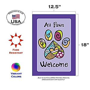 Toland Home Garden 119513 All Paws Welcome Paw Print Flag 12x18 Inch Double Sided Paw Print Garden Flag for Outdoor House Cat Dog Flag Yard Decoration