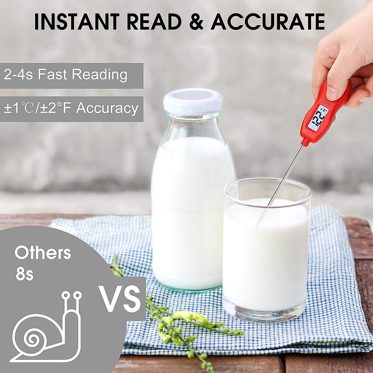 2 Pack Instant Read Digital Meat Thermometer - AIMILAR AY6001-R2 Magnetic Waterproof Food Cooking Thermometer with Backlight for Kitchen Oven BBQ Grill Smoker Turkey Candy Water