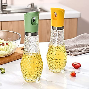260ml Oil Sprayer Dispenser, Glass Oil Dispenser Bottle Spray Mister, Refillable Food Grade Oil Vinegar Spritzer Sprayer Bottles for BBQ, Air Fryer, Salad, Baking, Grilling, Kitchen Baking (Yellow)