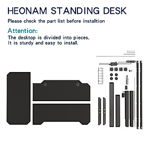 59'' L Shaped Height Adjustable Standing Desk, Electric Stand up Computer Table for Home Office Desk with Black Frame & Top