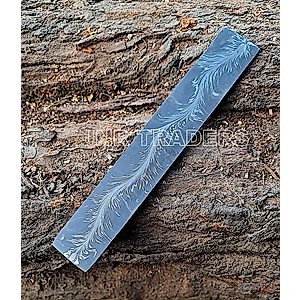 JNR Traders Forged Feather Pattern Damascus Billet - Damascus Bar Stock - Knife Making Supplies 12 Inch 3815