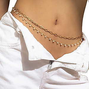 Reetan Pearl Layered Belly Body Chain Gold Body Chains Tassel Waist Chain Beach Bikini Body Jewelry Accessories for Women and Girls