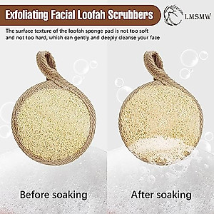 Face Exfoliating Loofah Scrubber Exfoliator Pads - Natural Luffa Facial Sponges Brush for Cleansing Exfoliation, Manual Face Cleanser Pad for Scrub Clean Facial Skin for Men Women Bath Shower, 6 Pack