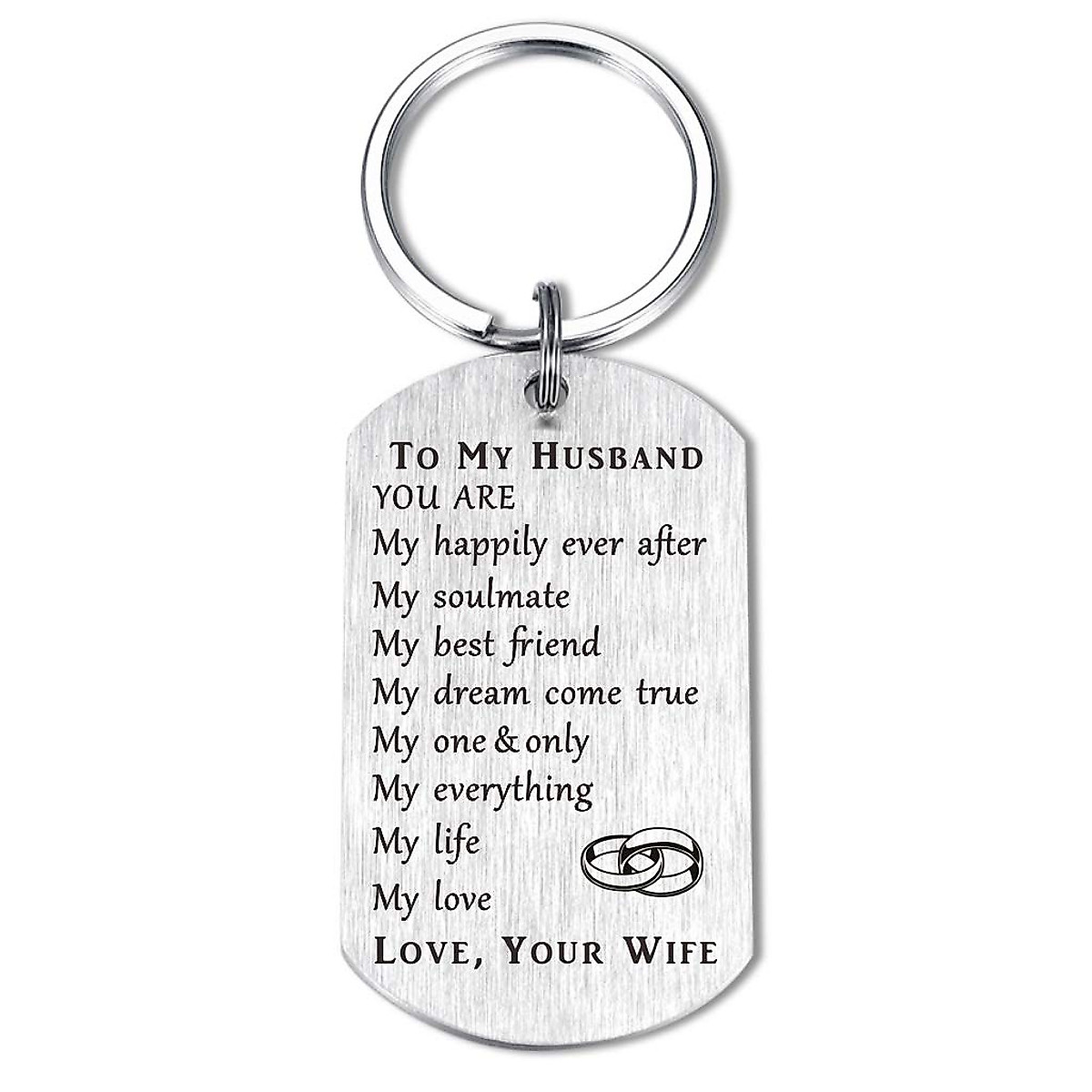 CPLJW Husband Keychain Gifts from Wife - Husband Birthday Anniversary Christmas Idea Engraved Keychain Gifts