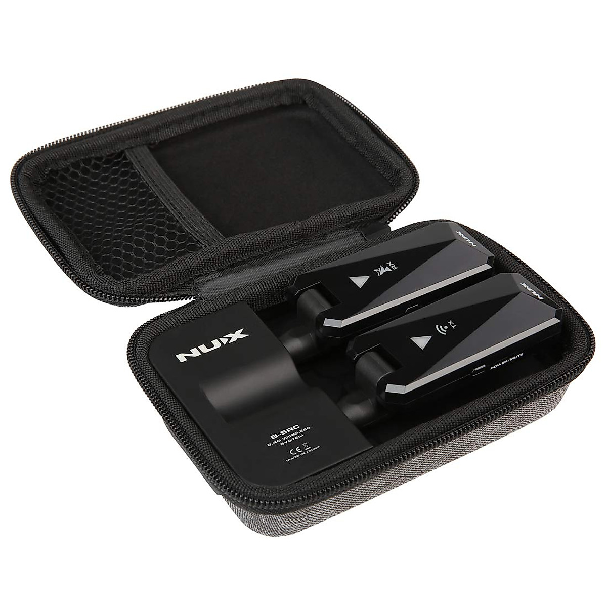 NUX B-5RC Wireless Guitar System with Charging Case - Auto Match, Mute Function, 2.4GHz Transmitter and Receiver for Guitars with Active/Passive Pickups (Black)