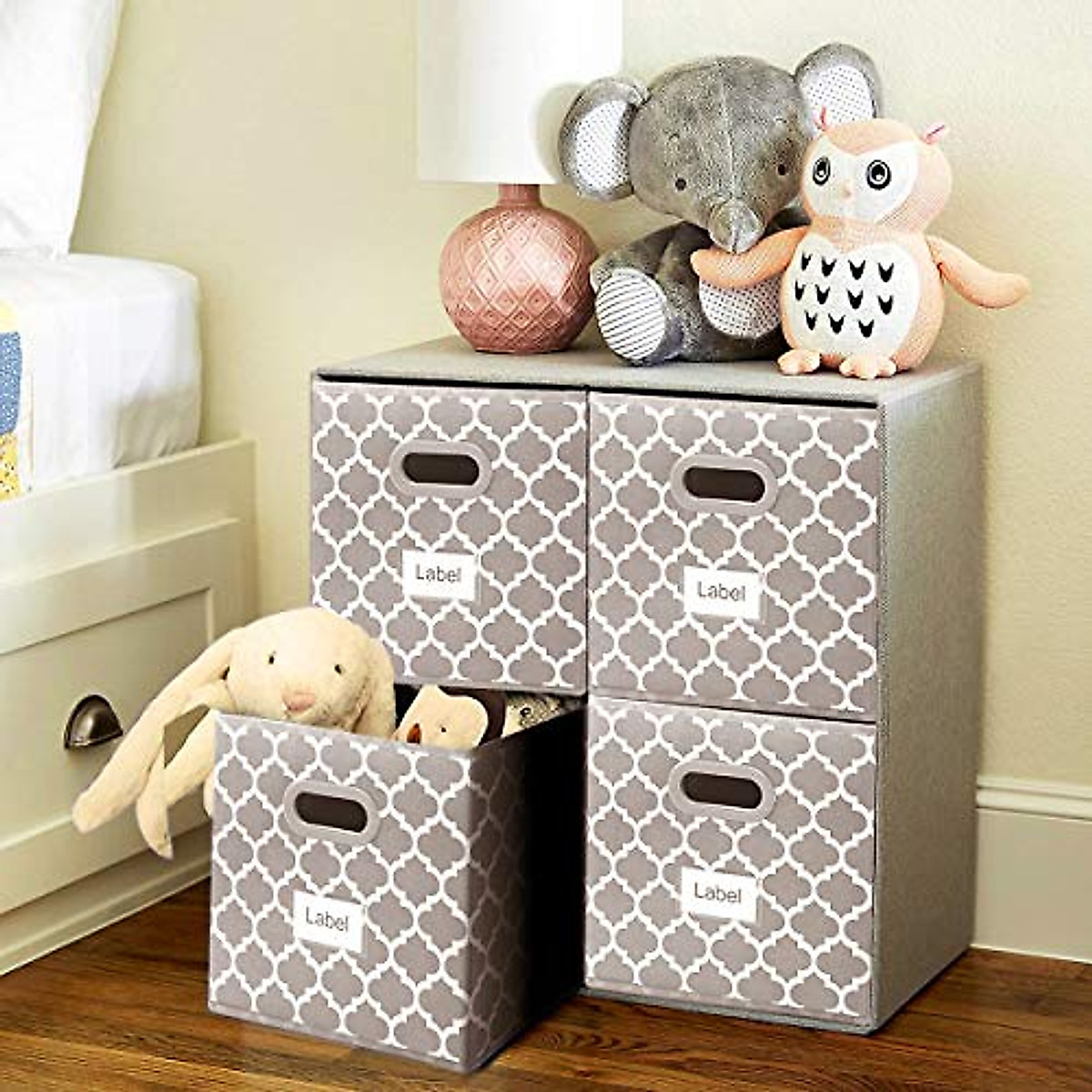 homyfort 11 Inch Cube Storage Organizer Bins-Foldable Fabric Storage Cubes Bin Container Box with 2 Plastic Handles for Boys,Girls,Nusery,Clothes,Pantry Closet,Shelf,Kids Room Set of 6 (Light Coffee)
