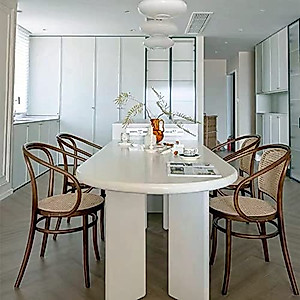 BAYCHEER Contemporary Solid Wood Top Oval Dinette Table Simple Dining Table for Living Room - White 55.1" L x 27.6" W x 29.5" H (Table Only)