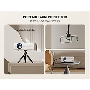 Projector with WiFi and Bluetooth, 9000L Portable Movie Projector 5G WiFi 1080P 4K Support, YABER V5 Mini Home Theater Projector with Tripod and Bag Compatible with Phone HDMI PC TV Stick