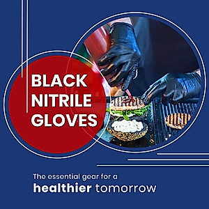 PENTAGON SAFETY EQUIPMENT Industrial Black Nitrile Gloves, Heavy Duty Disposable Gloves, Sizes (M-2XL)