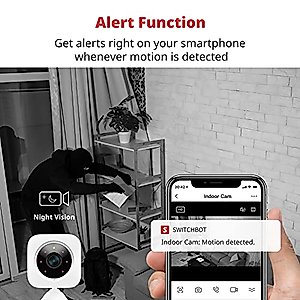 SwitchBot Security Indoor Camera, Motion Detection for Baby Monitor 1080P Smart Surveillance WiFi(2.4Ghz) Pet Camera for Home Security with Night Vision, Two-Way Audio, Works with Alexa