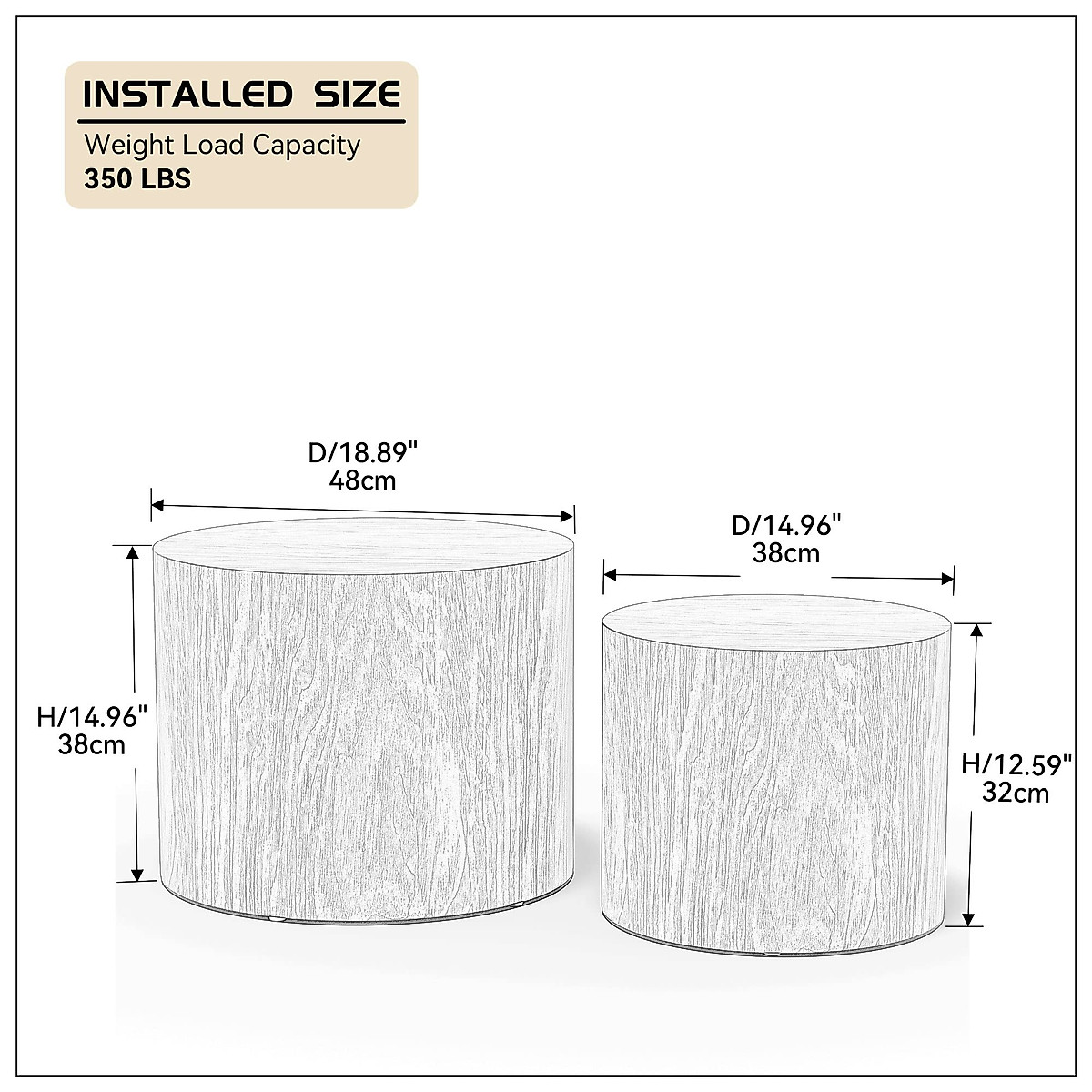 WILLIAMSPACE Nesting Coffee Table Set of 2, Walnut Round Wooden Coffee Tables Modern Circle Table for Small Space Living Room Bedroom Accent End Side Table (Walnut-Round)