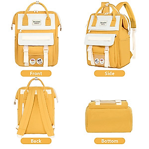 Bevalsa Laptop Backpack 15.6 Inch Stylish College School Bag/Casual Daypacks/Work Bags /Travel Backpack for Women Men for Teens Girls Anti-Theft (Yellow)
