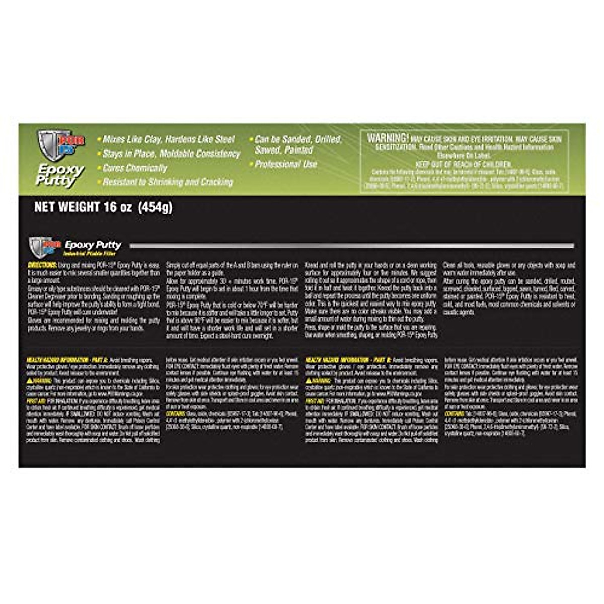 POR-15 Epoxy Putty, All Purpose Industrial Strength Clay Glue, Repair Putty for Car Restoration, Plumbing, Steel Metal, Concrete, 16 Ounces