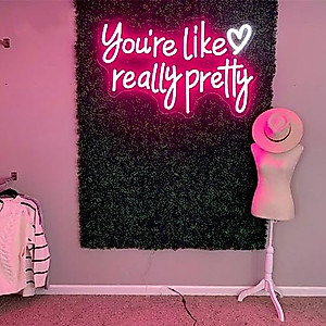 Brochao You're Like Really Pretty Neon Sign LED Neon Light for Wall White Neon Signs for Bachelorette Party Birthday Engagement Party Wedding Decoration with Switch (16" x 11")