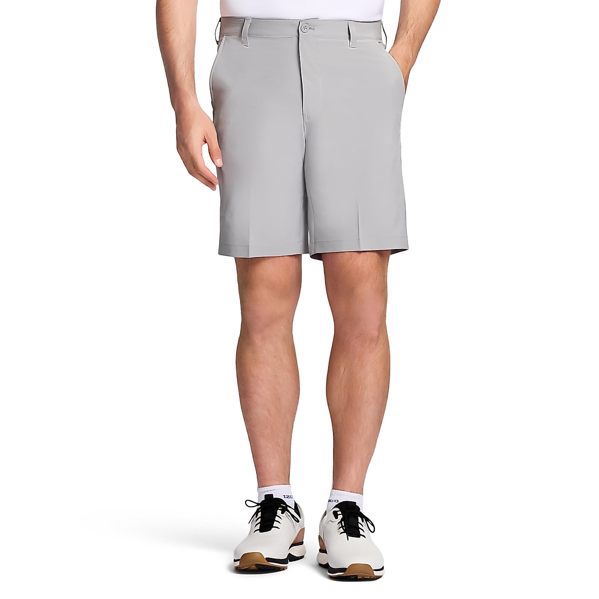 IZOD Mens 9.5" Swingflex Stretch Straight Fit Golf Shorts, Cinderblock, 30 US