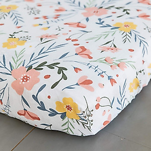 Graced Soft Luxuries 100% Cotton Fitted Crib Sheet for Standard Crib and Toddler Mattresses, for Baby Boys and Girls (Floral Burst)