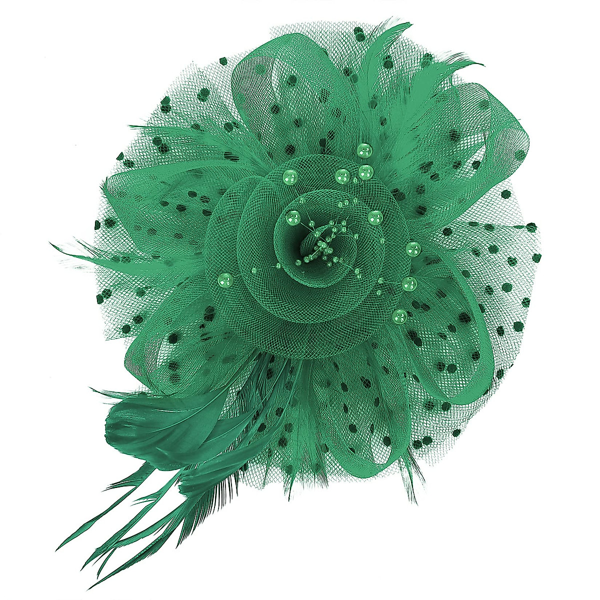 Century Star Kentucky Derby Hats Fascinator for Women Tea Party Hats Flower Mesh Ribbons Feathers Flapper Headband Hair Clips Green One Size