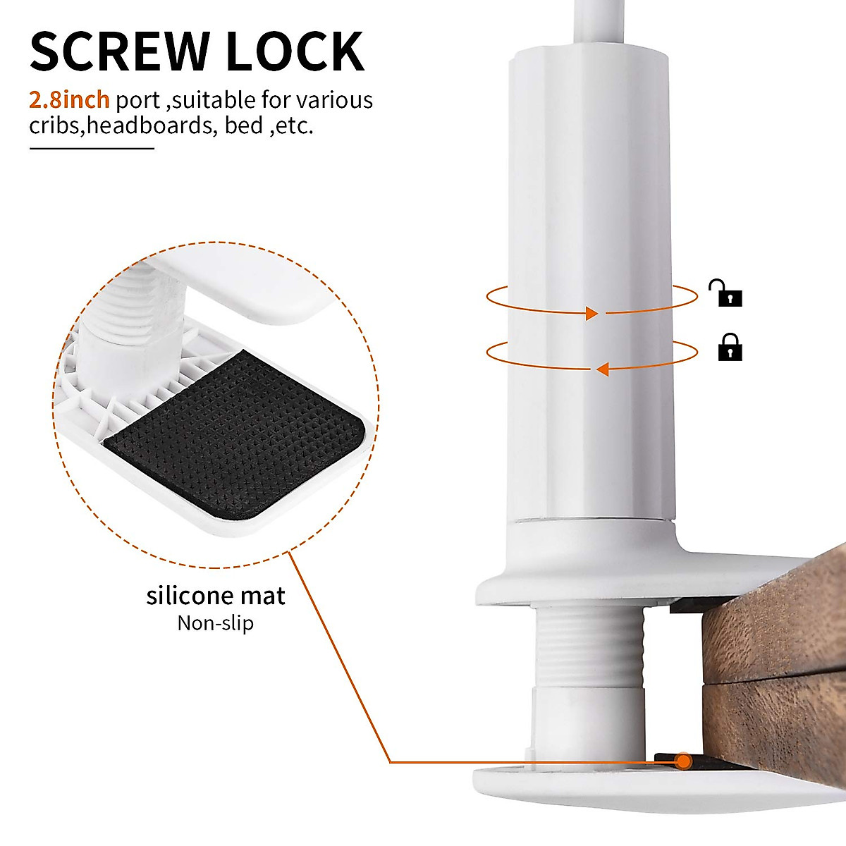 iTODOS (Update Version) Gooseneck Baby Monitor Mount Compatible with Arlo, Motorola Baby Monitor and Most Universal Monitors Camera, 27inch Length Stable and Durable Flexible gooseneck - White