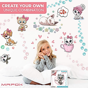 Glow in The Dark Cat Stickers with Dog and Fish, Wall Decals Sticker for Kids Bedding Room, Great for Birthday Gift Glowing Cat for Girls and Boys