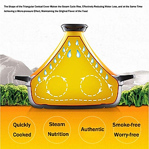 MYYINGBIN Moroccan Tagine Ceramic Micro Pressure Cooker with Tapered Lid Easy to Clean Suitable for Oven Microwave Gas Stove, Pink