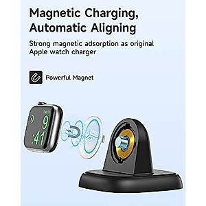 NEWDERY Charger Stand for Apple Watch, Portable Watch Charger for iWatch with USB C Cable,Fast Charging,Wireless Charging Station for iWatch series Ultra/8/7/6/5/3/2/SE, 49/45/44/42/41/40/38 mm, Black