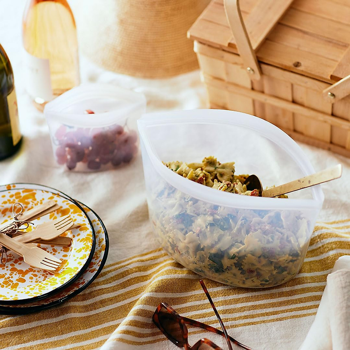 Stasher Premium Silicone Reusable Food Storage Bag, Blue | Microwave, Sous Vide, Dishwasher, Oven and Freezer Safe | BPA Free, Leak-free, Eco-friendly, 8-Cup Bowl