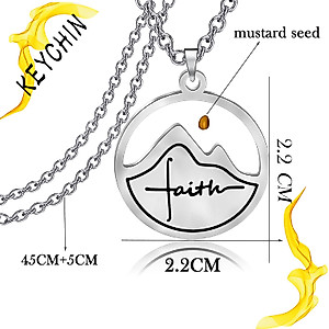 KEYCHIN Faith Mustard Seed Mountain Necklace Religious Gift Cross Faith Mustard Seed Mustard Seed Jewelry Necklace Christian Gift (Faith Mountain NK-S)