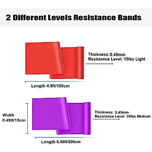 Resistance Bands - 2m Professional Latex Elastic Band for Home or Gym Upper & Lower Body, Physical Therapy, Strength Training, Yoga, Pilates, Rehab Fitness Bands (Purple/Red)