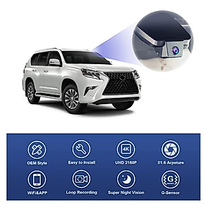 Fitcamx Car DVR Dashcam Camera 4K Dash Cam Compatible with Lexus GX460 GX 460 (Color : Black, Size : 2K Dual Cam 64GB)