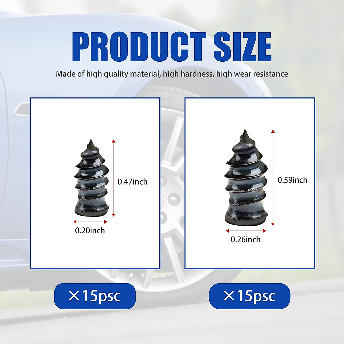 QODOLSI 30 PCS Car Tire Repair Rubber Nail for Tire Puncture Repair, Waterproof Vehicle Tire Rapid Repair Tools, Universal Durable Auto Tire Repair Nails for Motorcycle Truck ATV Jeep Tractor (Black)