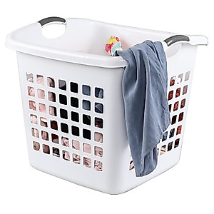 Saedy 4 Pack Large Plastic Laundry Baskets, White Clothes Hamper for Laundry
