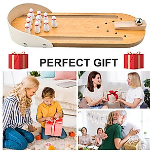 Tabletop Mini Bowling Game Set,Funny White Elephant Gifts for Adults,Wooden Mini Bowling Set for Home Office Desk Toys Stress Relief Gadgets,Stocking Stuffers Gag Gifts for Men Women Teens Coworkers