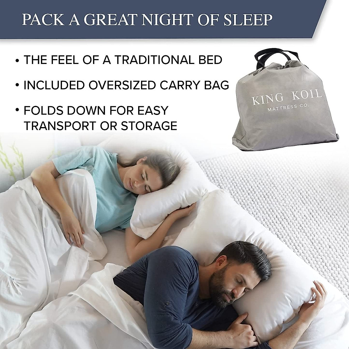 King Koil Luxury Pillow Top Plush Queen Air Mattress with High-Speed Built-in Pump, Blow Up Bed Top Side Flocking, Puncture Resistant, Double High Inflatable Airbed Guests or Travel 1-Year Warranty