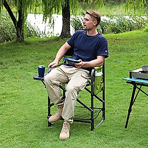 VILLEY Tall Directors Chair, Folding Camping Chairs, Makeup Artist Chair with Foot Rest, 900D Fabric for Tailgating Camp Lawn Picnic Fishing Beach, Supports 350 LBS, Green