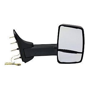 Kool Vue Mirror Set Compatible with 2003-2014 Ford E-150, 2003-2005 E-150 Club Wagon, 1992-2002 E-150 Econoline, Towing, Manual Adjust, Non-Heated, Paintable, Manual Folding, In-housing Signal Light