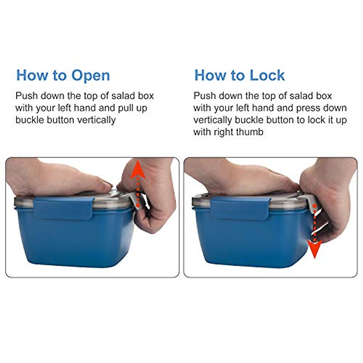 Freshmage Salad Lunch Container To Go, 52-oz Salad Bowls with 3 Compartments, Salad Dressings Container for Salad Toppings, Snacks, Men, Women (Blue)