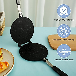KOMFOR Tortilla Press Pan Non-Stick Flour Tortilla Press with Bakelite Handle Heavy-Duty Aluminum Tortilla Dough Press Pan Multipurpose Tortilla Press Stove Top Pan for Kitchen Tortilla Press Pan