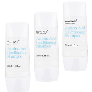 Travel Well Hotel Shampoo and Conditioner Supplies for Guests 2 in 1, 1.0 Fl Oz/30ml, Individually Wrapped 50 Bottles per Box | Travel Size Toiletries | Hotel Toiletries Bulk Set