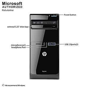 HP Pro 3500 Microtower Desktop PC, Intel Core i3-3220 3.3GHz, 8G DDR3, 1T, WiFi, BT 4.0, DVD, Windows 10 64-Multi-Language Support English/Spanish/French (Renewed)