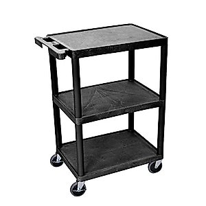 LUXOR STC222-B 3-Shelf Utility Cart, Black
