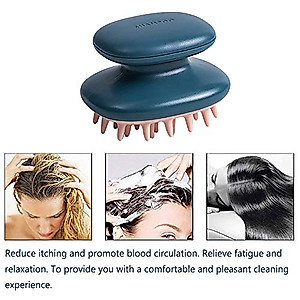 Luca Elf Aid Scalp Massager Brush Shampoo Brush,Soft Silicone Scalp Exfoliator,Wet and Dry Scalp Massager Brush,Remove Dandruff,Promote Hair Growth(Blue)
