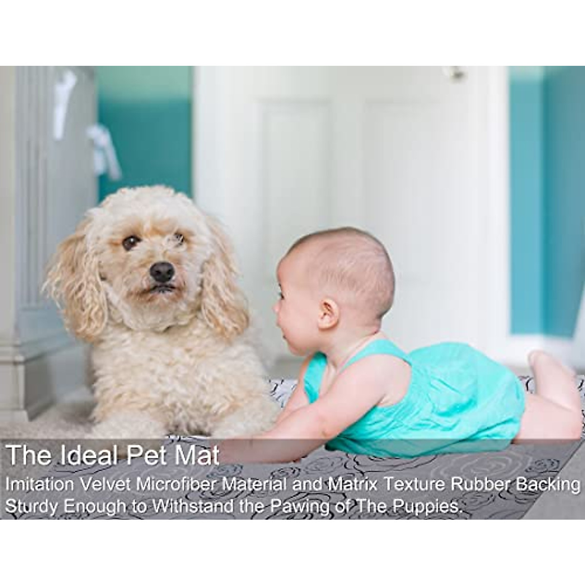 Cosilyt 1/10 Inch Ultra Thin Front Door Mat Rug Indoor Entrance Inside Non Slip, Large Waterproof Rubber Kitchen Rug and Interior Home Washable Door Mat, 24"×35", Morandi Grey