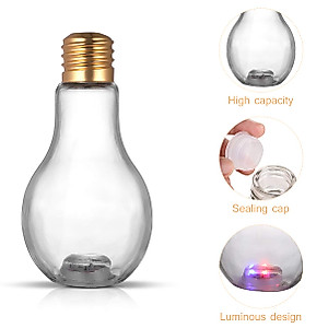 BESTOYARD 500ML Light Bulb Shaped Bottle Glowing Glass Cup Novelty Drinking Bottle for Party Home Bar Drinks Beers Cocktails