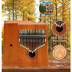 Kalimba Thumb Piano 17 Keys with Mahogany Portable African Mbira Gift for Kids Adult (Style2)