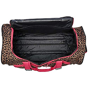 Rockland Rolling Duffel Bag, PINKLEOPARD, 22"