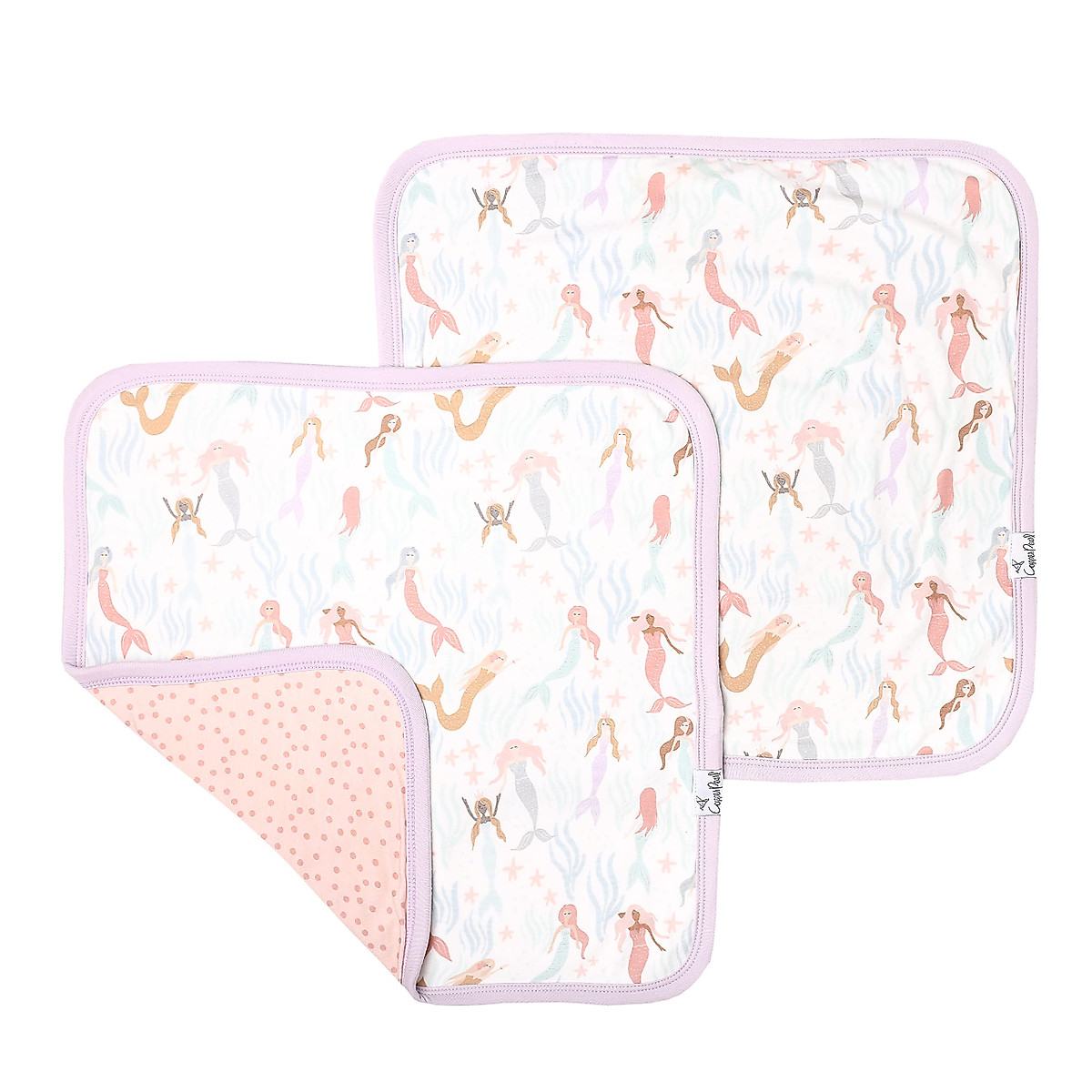 3-Layer Knit Security Blanket Set Sized 16" x 16" 2-Pack"Coral" by Copper Pearl