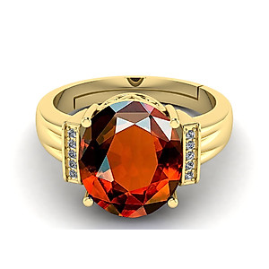 LMDPRAJAPATIS 9.25 Carat Natural Garnet Stone Statement Gold Adjustable Ring For Men And Women